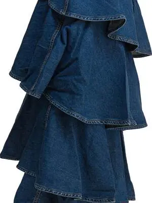 Alaïa Spiral Denim Skirt - Blue