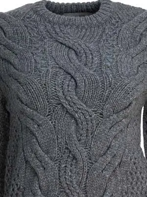 Max Mara Wool-blend Crewneck Sweater With Braids - Grey