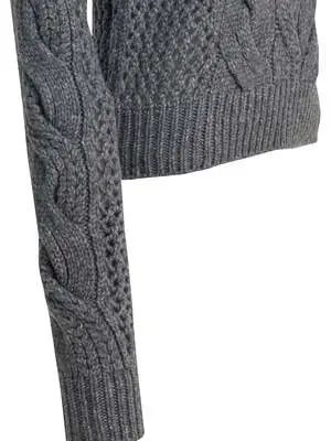 Max Mara Wool-blend Crewneck Sweater With Braids - Grey