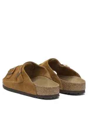 BIRKENSTOCK Zurich Suede Slides With Adjustable Buckles - Brown