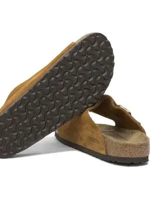 BIRKENSTOCK Zurich Suede Slides With Adjustable Buckles - Brown