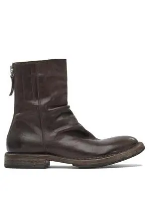 Moma Leather Ankle Boots With Central Zipper