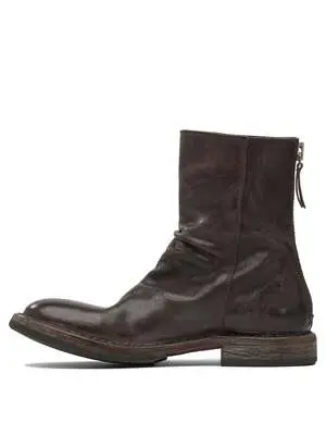 Moma Leather Ankle Boots With Central Zipper