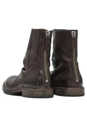 Moma Leather Ankle Boots With Central Zipper