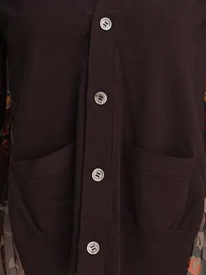 Sacai Floral Print Cardigan - Brown