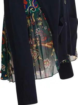 Sacai Floral Print Cardigan - Blue