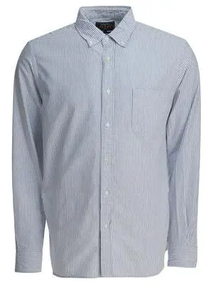 BEAMS Cotton Striped Shirt - Blue