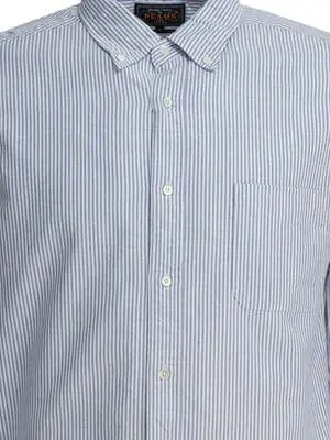 BEAMS Cotton Striped Shirt - Blue