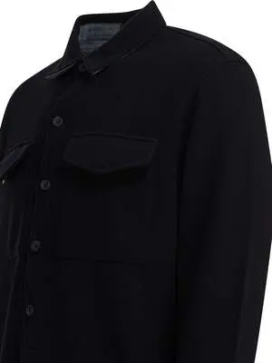 Vince Cotton Blend Overshirt Jacket - Blue
