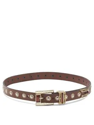 GOLDEN GOOSE Embroidered Belt - Brown