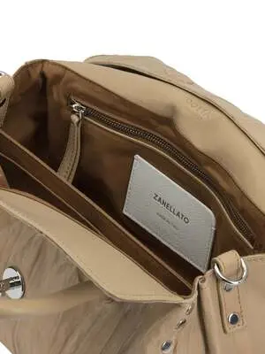 ZANELLATO Dotta Plissé Leather Hand Bag - Beige