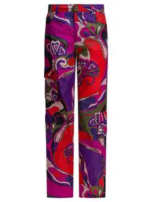 Emilio Pucci Orchidee Print Cargo Pants - Purple