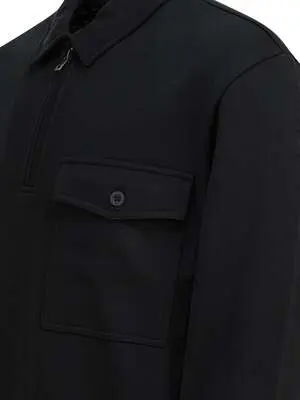 Vince Cotton Blend Zippered Polo Shirt - Black