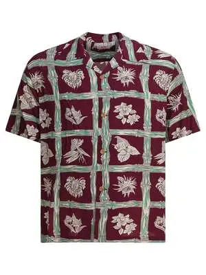 SUN SURF Island Plants' Shirt - Bordeaux