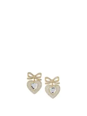 SELF-PORTRAIT Heart-shaped Embellished Earrings - Gold