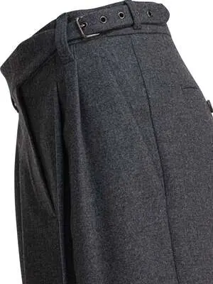 Brunello Cucinelli Wool Pants With Belt - Grey