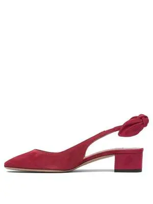 AQUAZZURA Very Bow Tie Sling Heeled Shoes - Red