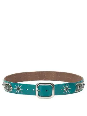 GALLERY DEPT. Embellished Leather Belt - Light Blue