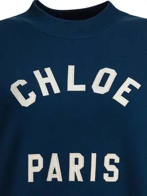 Chloé Logo Cotton Fleece Sweatshirt - Blue