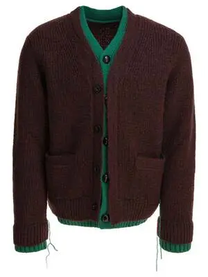 Sacai Wool Blend Cardigan - Brown