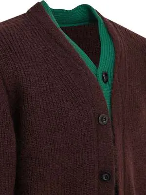 Sacai Wool Blend Cardigan - Brown