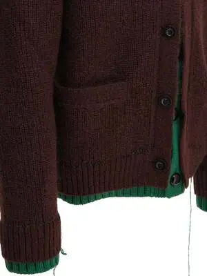 Sacai Wool Blend Cardigan - Brown