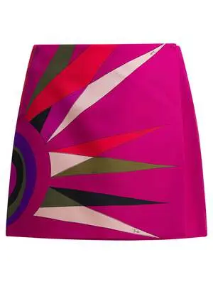 Emilio Pucci Hawaii Print Silk Twill Miniskirt - Fuchsia