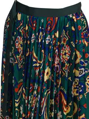 Sacai Floral Print Pleated Skirt - Green