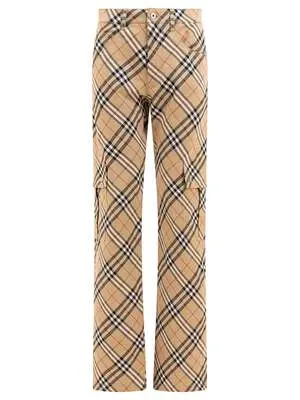 Burberry Check Cargo Trousers - Beige