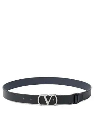 Valentino Garavani Vlogo Reversible Calfskin Belt - Black