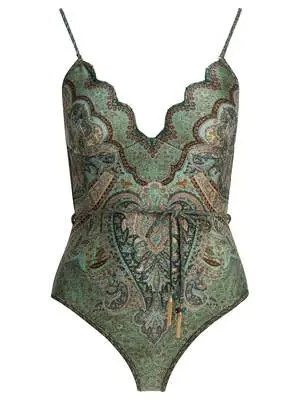Zimmermann Wanderlust Scallop Swimsuit - Green