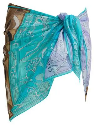 Emilio Pucci Pareo With Three Iconic Prints - Light Blue