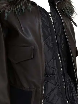 Sacai Convertible Leather Jacket - Brown