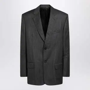 Balenciaga Pinstripe Wool Single Breasted Jacket - Grey