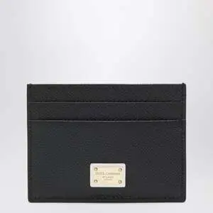 Dolce & Gabbana Leather Card Holder With Logo Plaque - Black