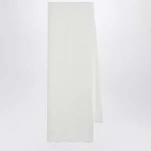 Destin White Silk And Cashmere Blend Scarf White