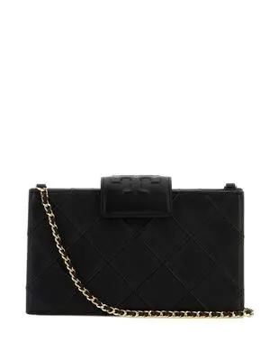 Tory Burch Fleming Leather Wallet On Chain - Black