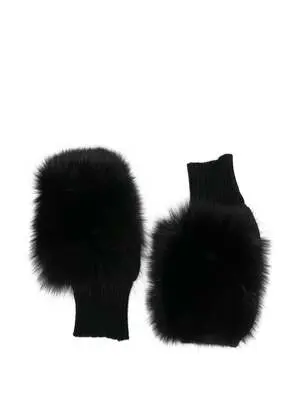 ALPO Cashmere And Fur Gloves - Black