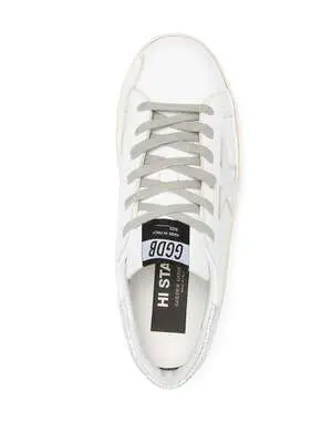 GOLDEN GOOSE Hi Star Leather Sneakers - Silver