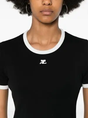 COURREGES Logo Cotton T-shirt - Black