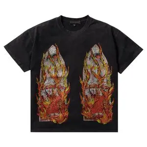 WHO DECIDES WAR Rhinestone Flame Jersey - Red