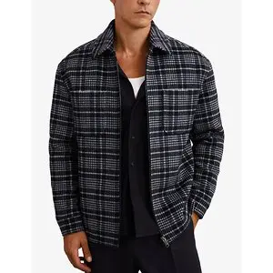 REISS Vitarli Checked Padded Wool-blend Overshirt