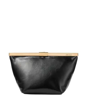 JIMMY CHOO Ganache Biker Leather Clutch - Black