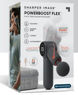 SHARPER IMAGE Powerboost Flex Pivot Percussion Massager - Gray