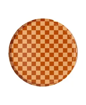 JOLLITY & CO Checkered Paper Dinner Plates, Set Of 8 - Cafe Con Leche (brown)