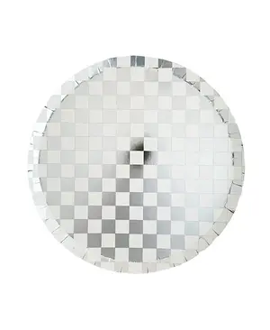 JOLLITY & CO Checkered Paper Dinner Plates, Set Of 8 - Dazzling Diamond (silver)