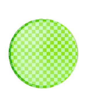 JOLLITY & CO Checkered Paper Dinner Plates, Set Of 8 - In The Limelight (green)