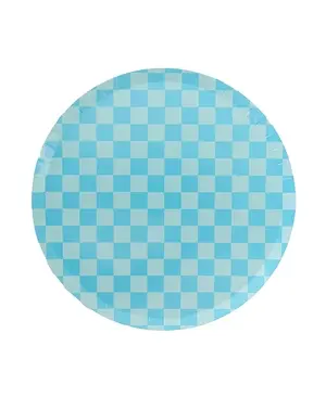 JOLLITY & CO Checkered Paper Dinner Plates, Set Of 8 - Out Of The Blue (blue)