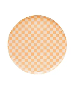 JOLLITY & CO Checkered Paper Dinner Plates, Set Of 8 - Peaches And Cream (peach)