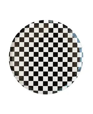 JOLLITY & CO Checkered Paper Dinner Plates, Set Of 8 - The Classic (black)